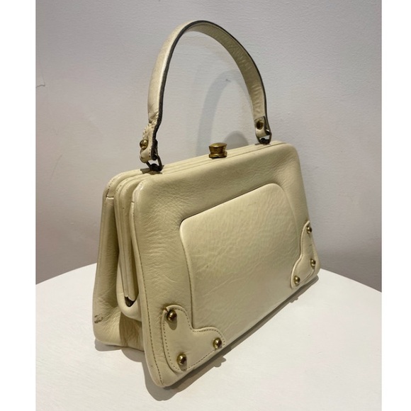 Zenith | Bags | Vintage 6s Zenith Handmade Ecru Leather Top Handle ...